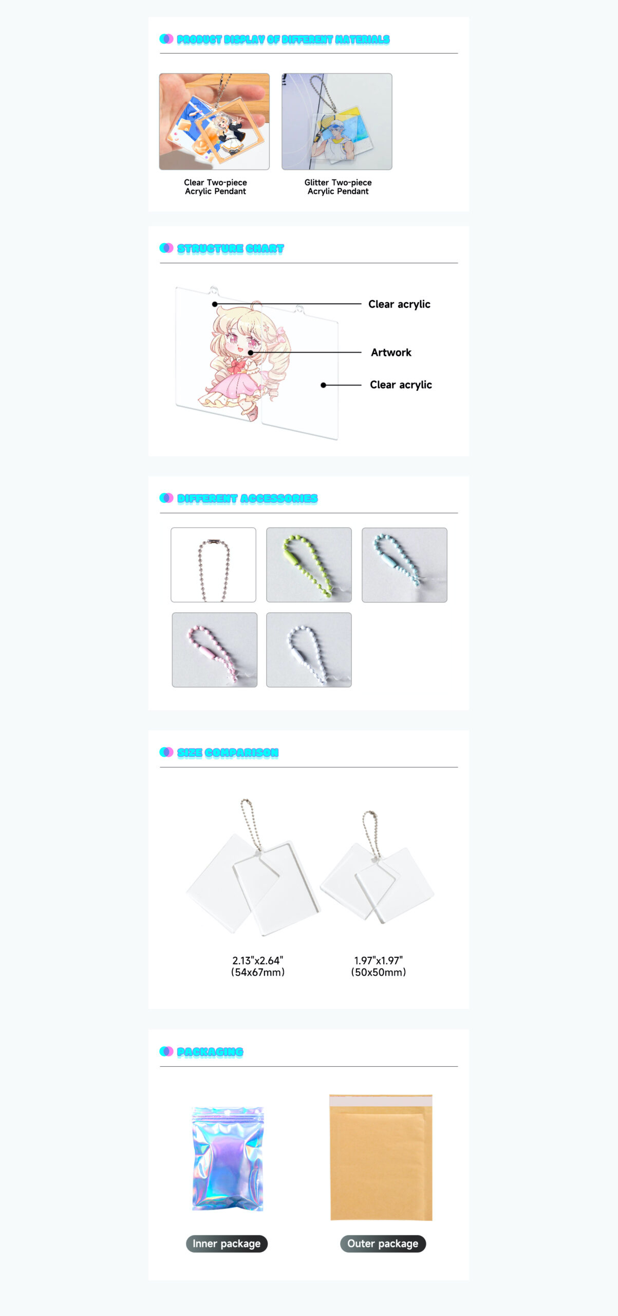 Clear Two-piece Acrylic Pendant - Wooacry