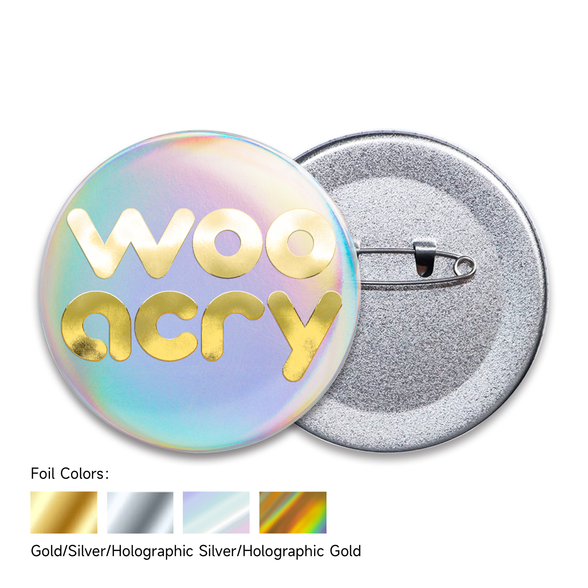 Custom Hologram Glossy Hot Stamping Glitter Badges - Wooacry old version