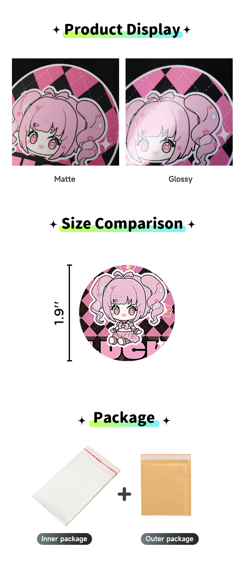 Custom Matte Die Cut Round Stickers 10Pcs/set - Wooacry