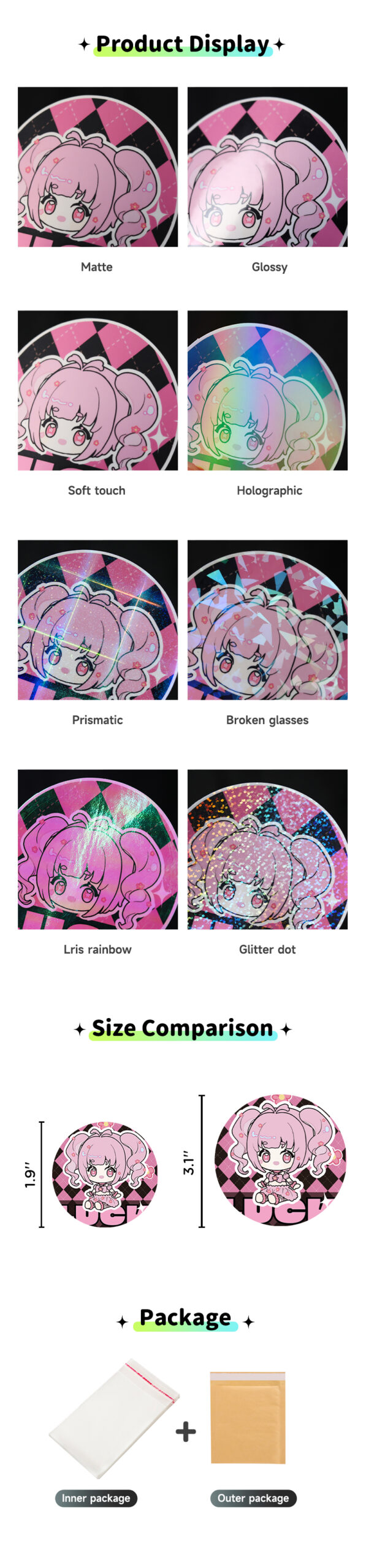 Custom Glossy Die Cut Round Stickers 10Pcs/set - Wooacry old version