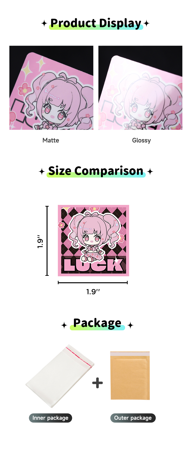 Custom Glossy Die Cut Square Stickers 10Pcs/set - Wooacry