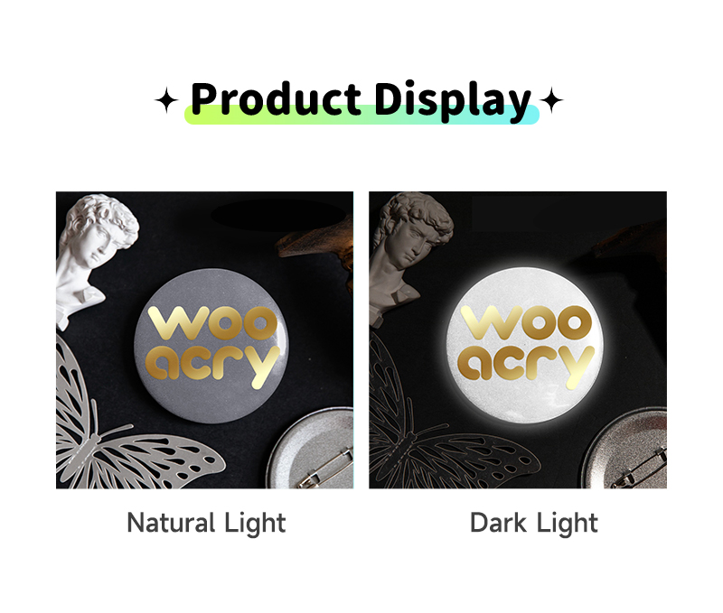 Custom Reflective Hot Stamping Glitter Holographic Badges - Wooacry