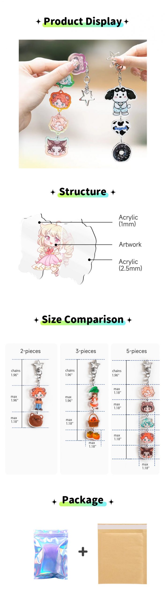 Custom Clear Connected Acrylic Keychains - Wooacry