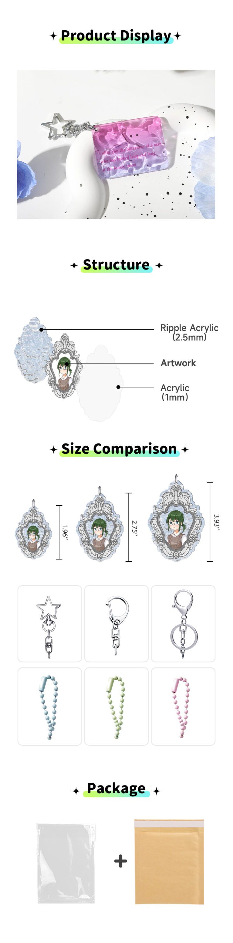 Custom Ripple Acrylic Keychains - Wooacry