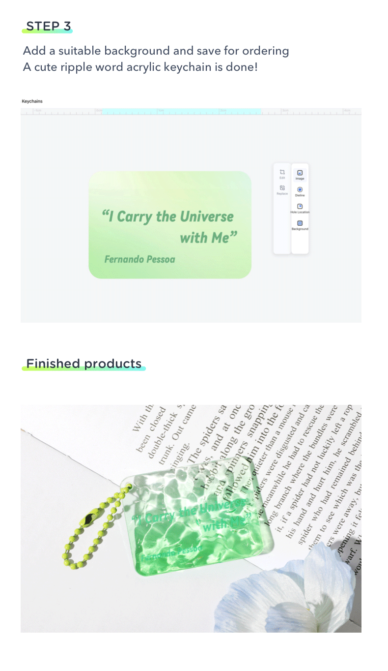 Custom Ripple Acrylic Keychains - Wooacry old version