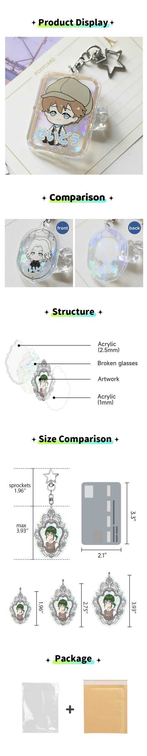 Custom Broken Glass Acrylic Keychains - Wooacry