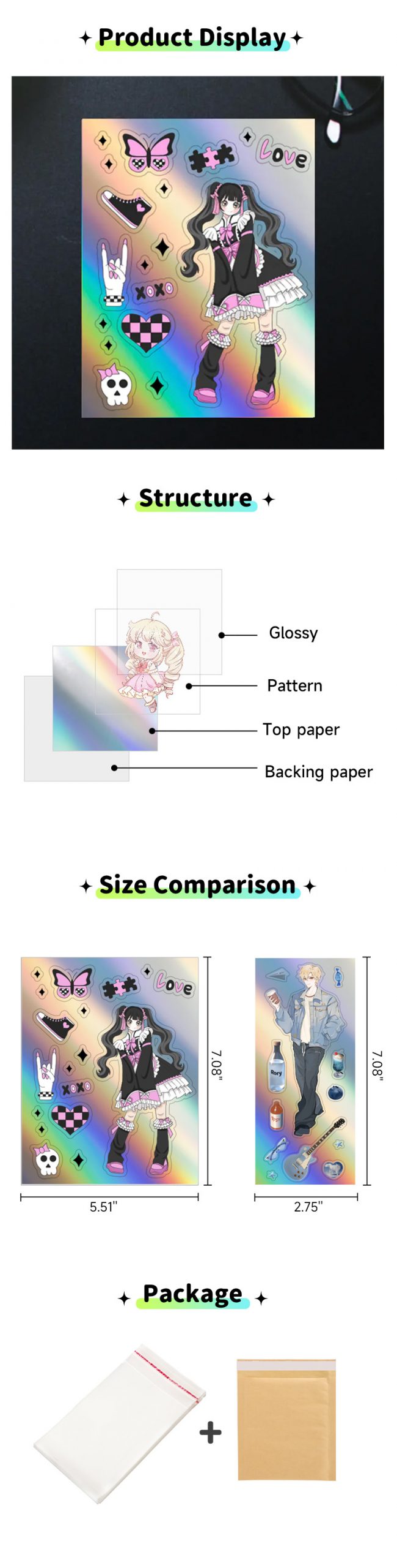 Custom Holographic Coated Paper Sticker Sheet - Wooacry