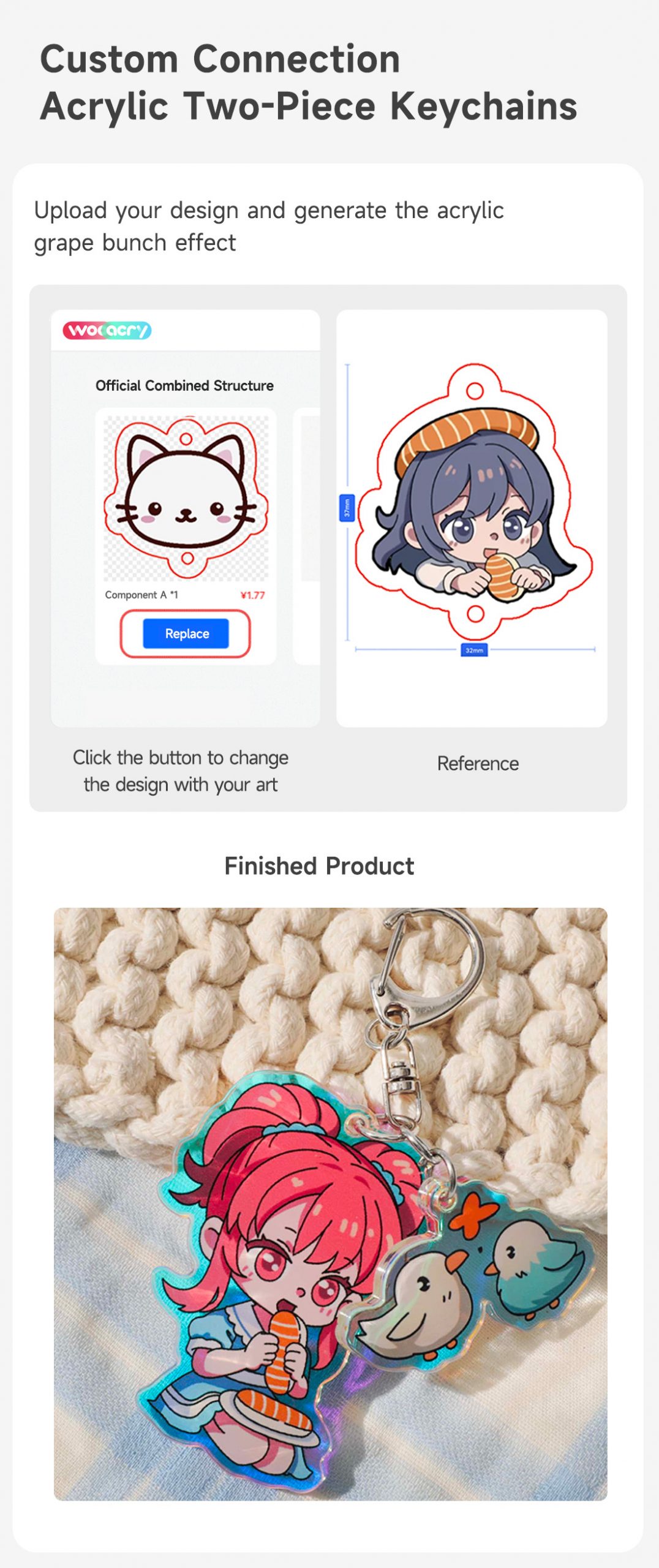 Custom Acrylic 2-Piece Keychains - Wooacry