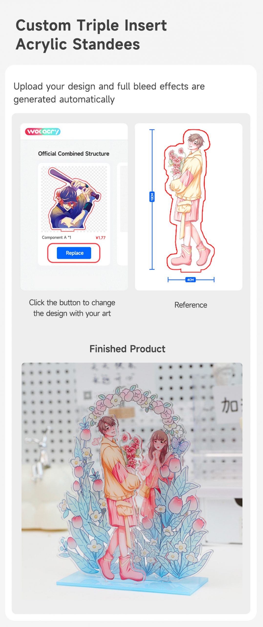 Custom Triple Insert Acrylic Standees - Wooacry