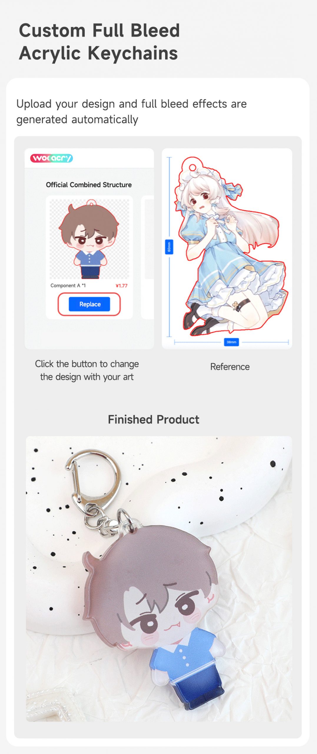 Custom Full Bleed Acrylic Keychains - Wooacry