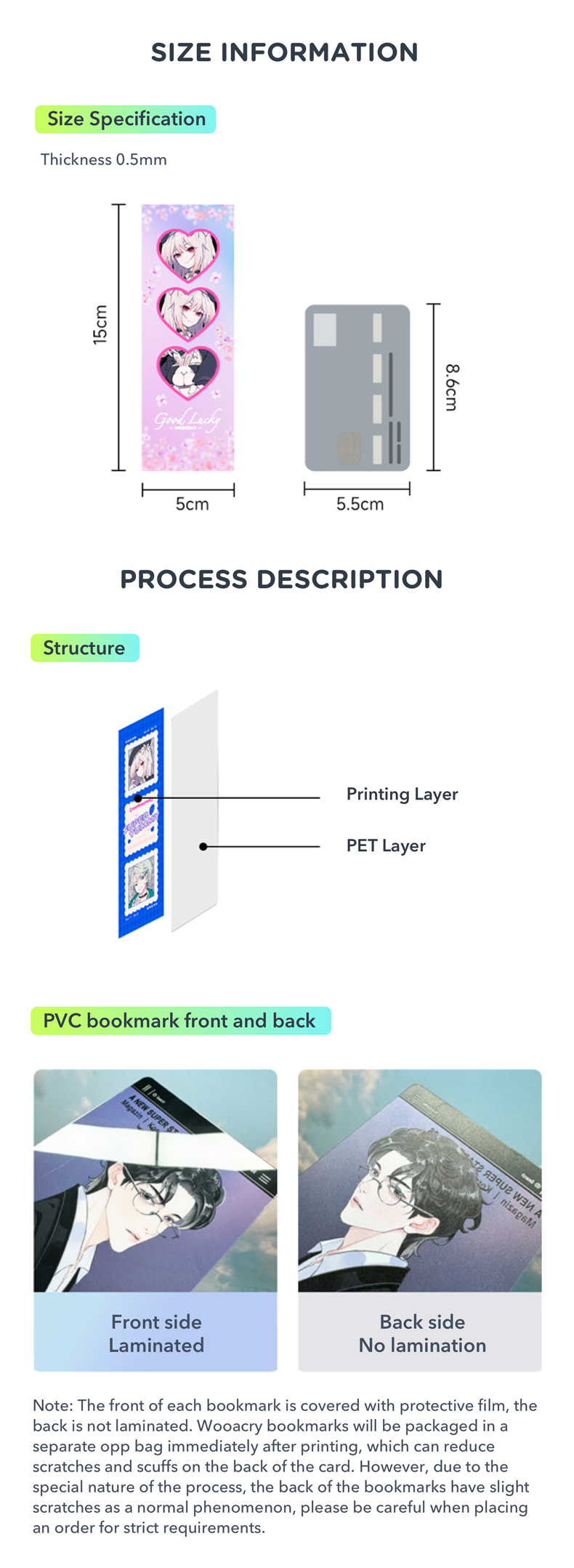Custom PVC Bookmark 5Pcs/Set - Wooacry old version
