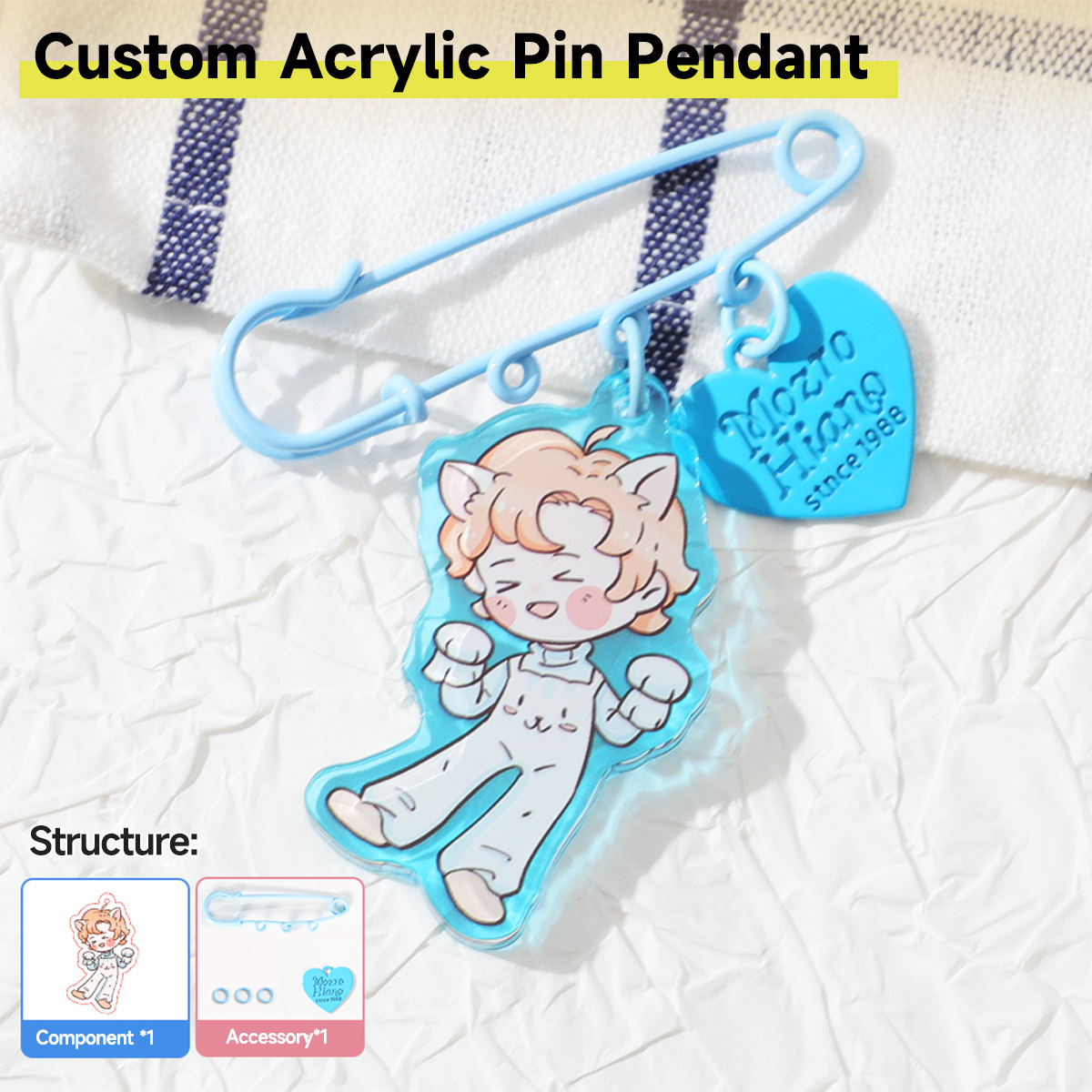 Custom Acrylic Pin Pendant - Wooacry old version