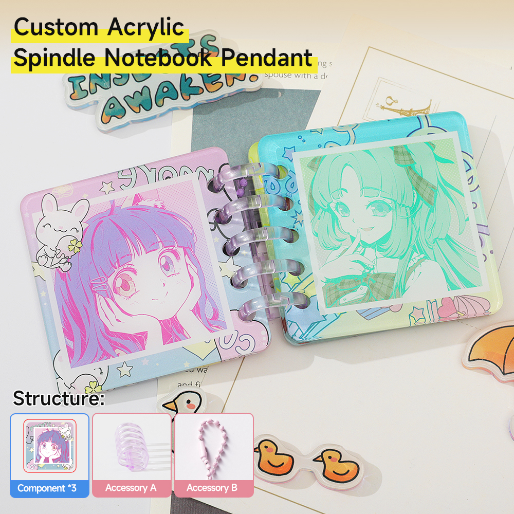 Custom Acrylic Spindle Notebook Pendant - Wooacry