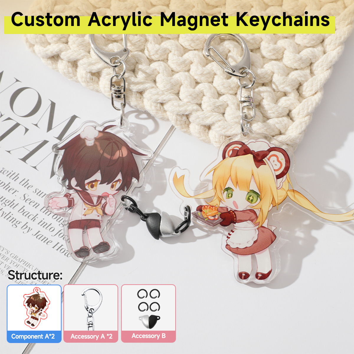 Custom Acrylic Magnet Keychains/Magnet Standees - Wooacry