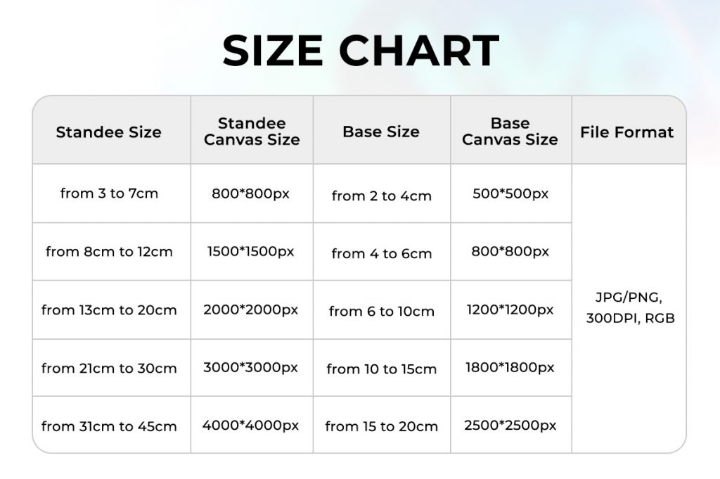 Wooacry Size Recommendation Chart - Wooacry old version